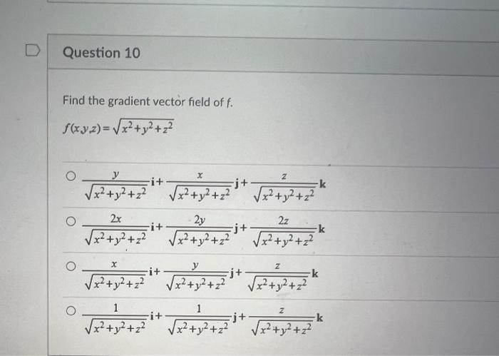 Solved Find the gradient vector field of f. | Chegg.com