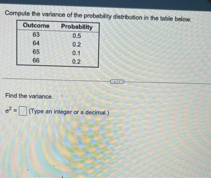 Solved Compute the variance of the probability distribution | Chegg.com