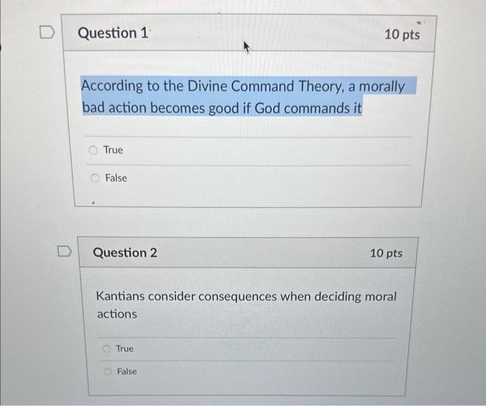 According to the Divine Command Theory, a morally bad | Chegg.com