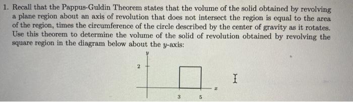 Solved 1. Recall that the Pappus-Guldin Theorem states that | Chegg.com