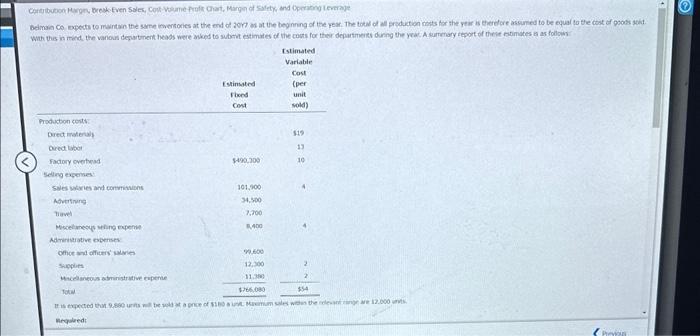 Solved mitusured:12. What is the expected contribution | Chegg.com