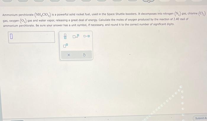 Solved Ammonium perchlorate (NH4ClO4) is a powerful solld | Chegg.com