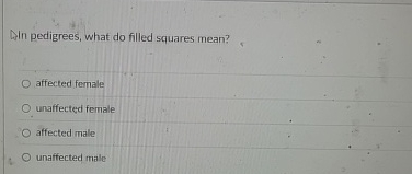 Solved In pedigrees, what do filled squares mean?affected | Chegg.com