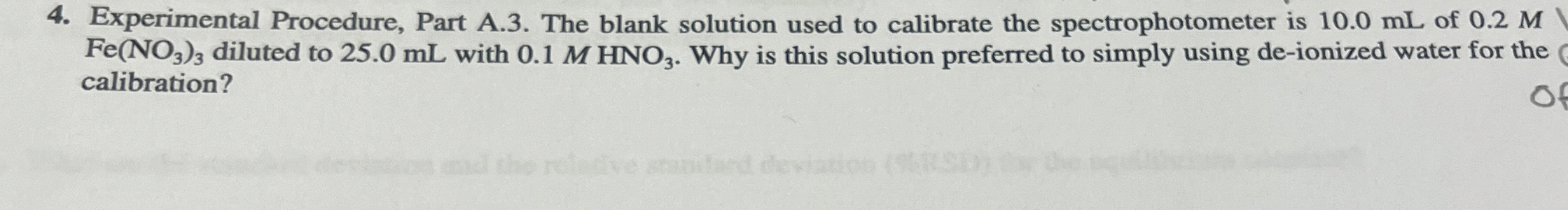 Solved Experimental Procedure, Part A.3. ﻿The blank solution | Chegg.com