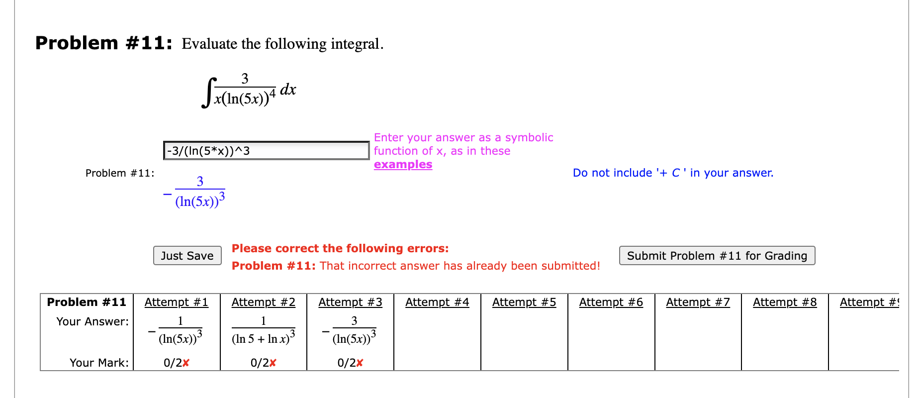 Solved Problem #11: Evaluate the following | Chegg.com