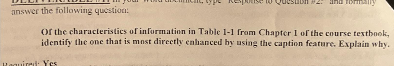 Solved answer the following question:Of the characteristics | Chegg.com