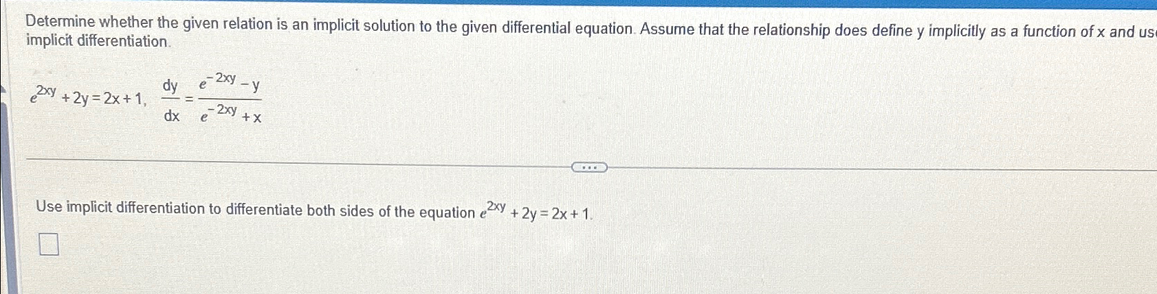 Solved Determine whether the given relation is an implicit | Chegg.com