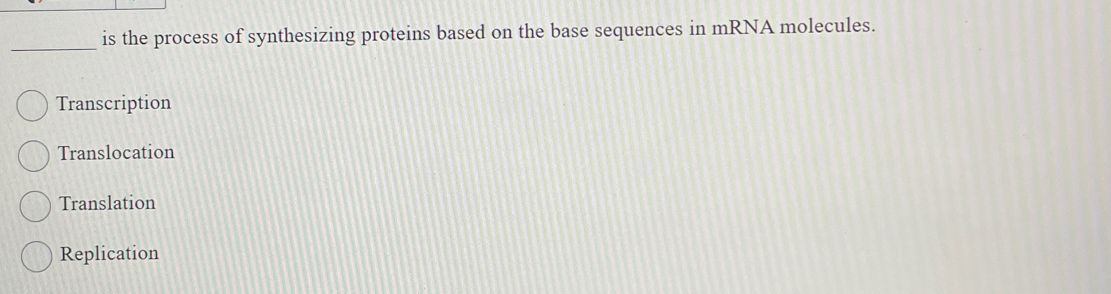 Solved ﻿is the process of synthesizing proteins based on | Chegg.com
