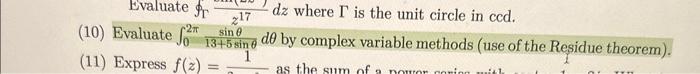 Solved (10) Evaluate ∫02π13+5sinθsinθdθ by complex variable | Chegg.com