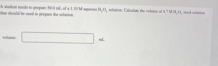 Solved student needs to prepare 50.0 mL of a 1.10M aqueous | Chegg.com