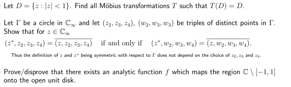 Solved Prove/disprove that there exists an analytic function | Chegg.com