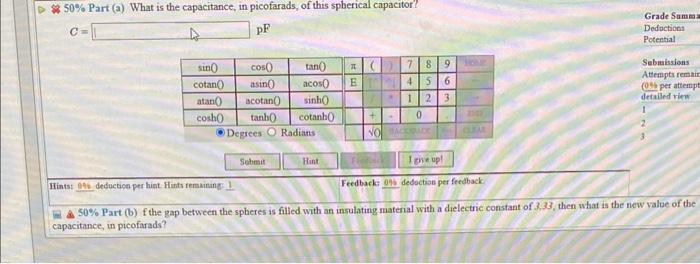 Solved (2\%) Problem 62: An air-filled capacitor consists of | Chegg.com