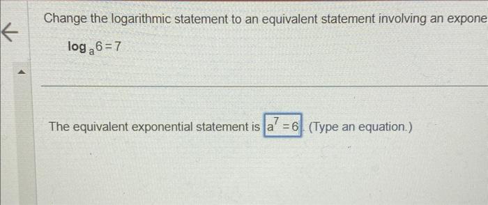 Solved Change the logarithmic statement to an equivalent | Chegg.com