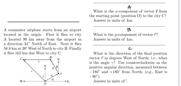 Solved A What is the c-component of vector r from the | Chegg.com