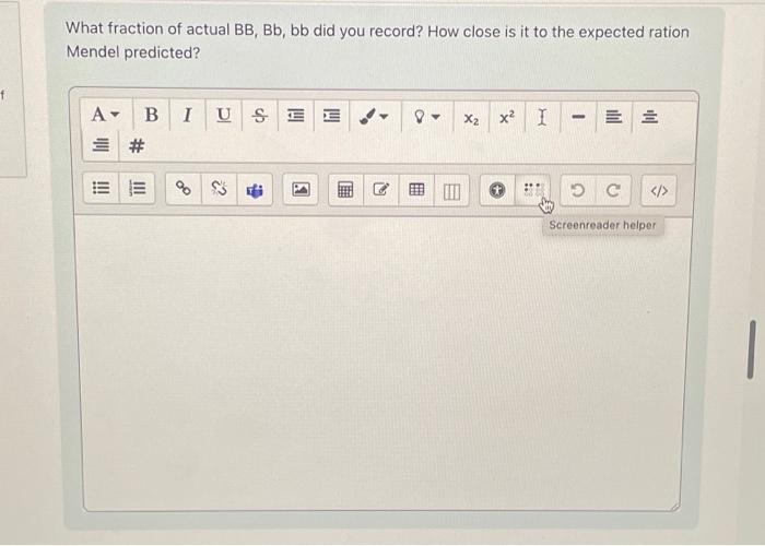 What fraction of actual BB,Bb, bb did you record? How | Chegg.com