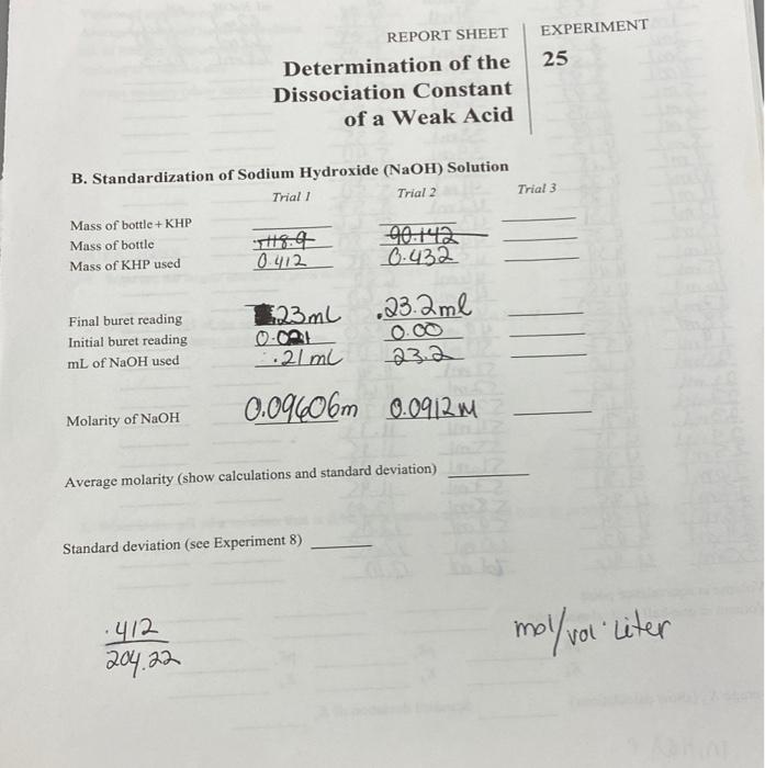 Solved R Standardization of Sodium Hydroxide (NaOH) Solution | Chegg.com