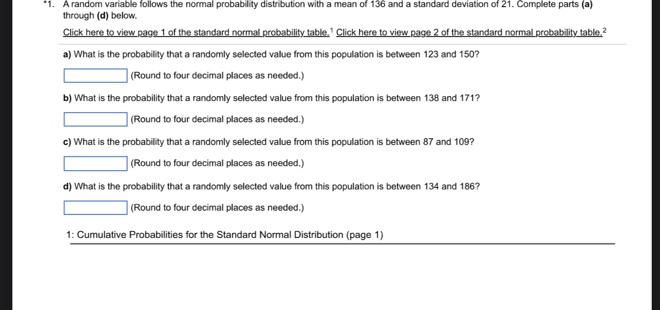 *1. ﻿A random variable follows the normal probability | Chegg.com