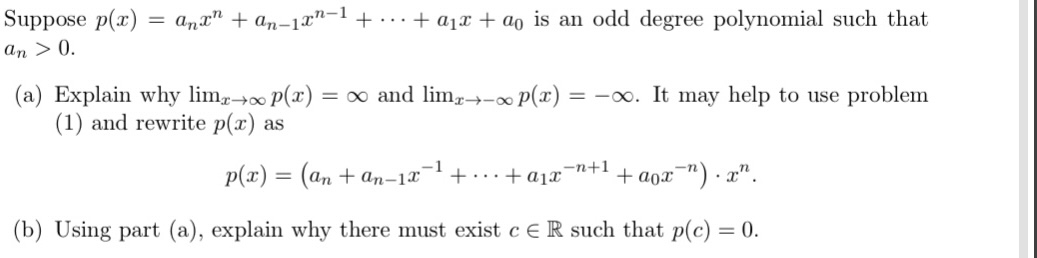 Solved Suppose p(x)=anxn+an-1xn-1+cdots+a1x+a0 ﻿is an odd | Chegg.com
