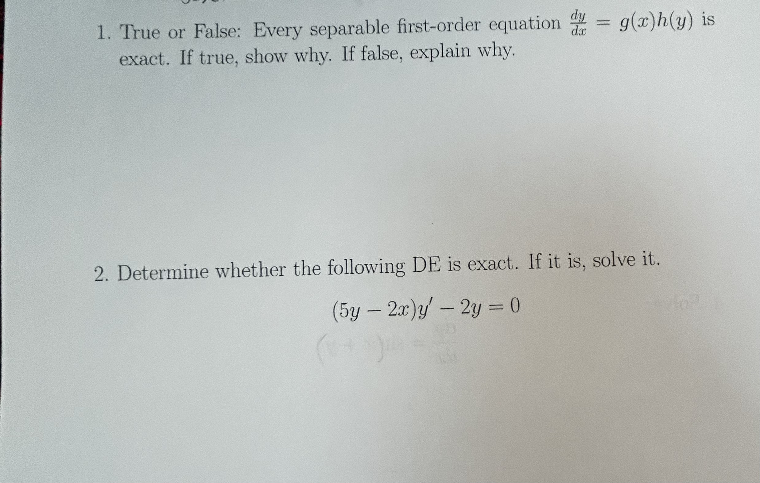 Solved True or False: Every separable first-order equation | Chegg.com