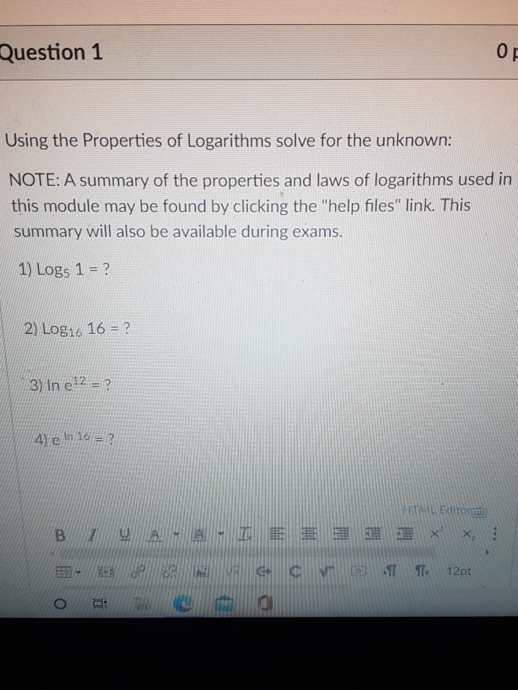Solved Question 1 Op Using the Properties of Logarithms | Chegg.com