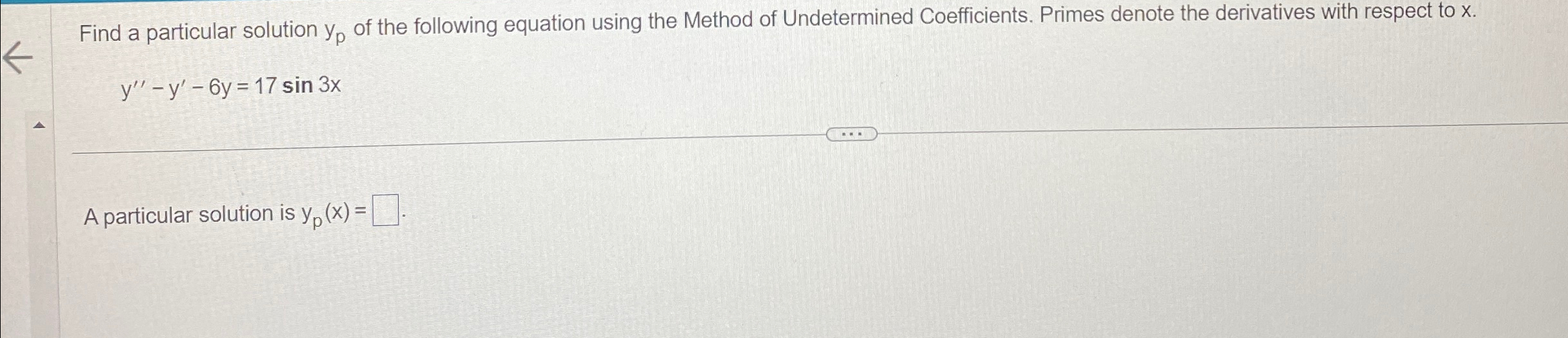 Find a particular solution yp ﻿of the following | Chegg.com