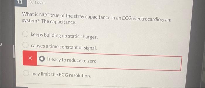 Solved What is NOT true of the stray capacitance in an ECG | Chegg.com