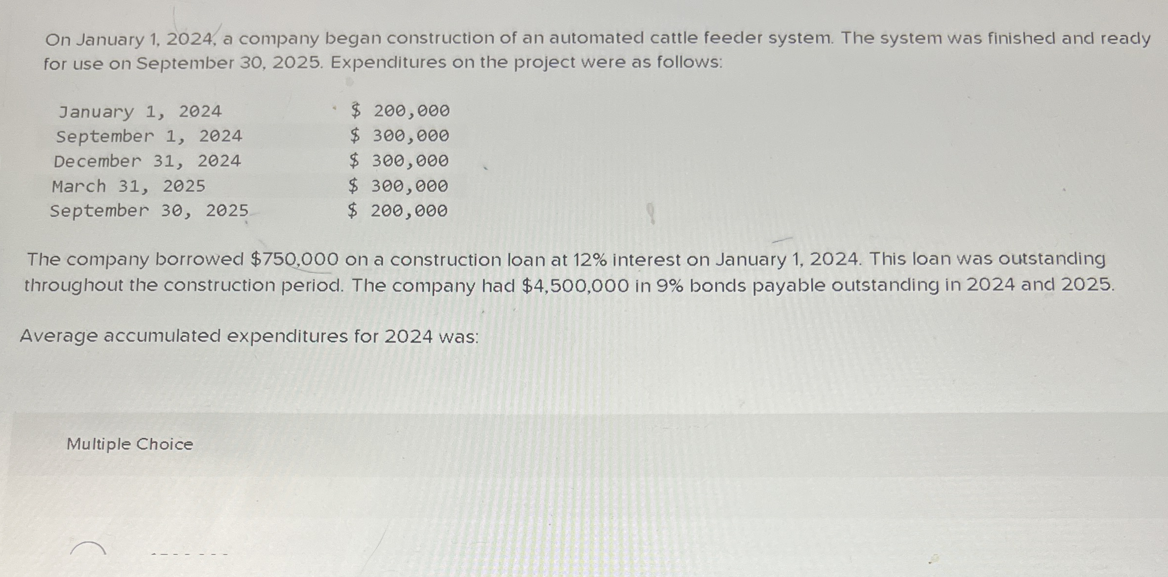 On January 1, 2024, ﻿a company began construction of | Chegg.com