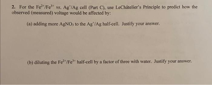 Solved Part C Pt∣∣Fe2+(0.10M),Fe3+(0.10M)∣∣∣∣Ag+(0.10M)∣∣Ag | Chegg.com