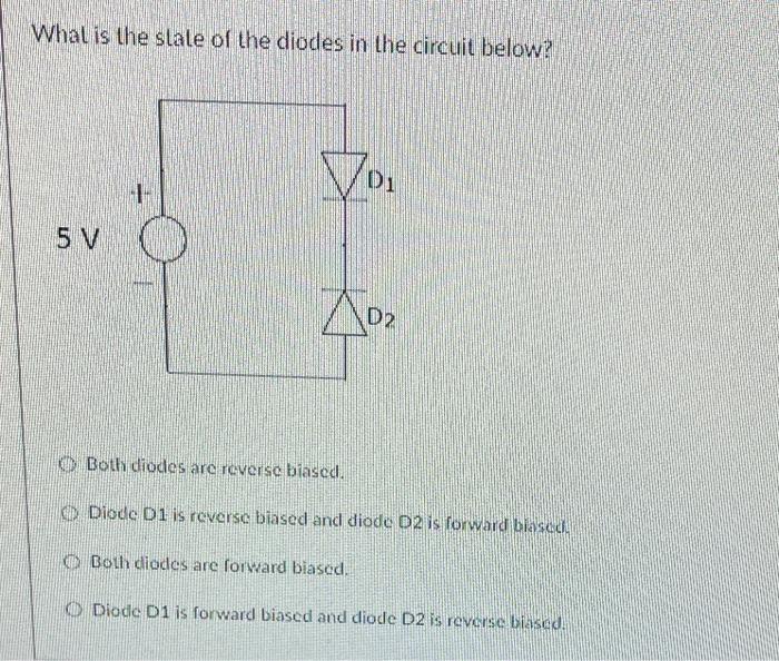 Solved What is the state of the diodes in the circuit below? | Chegg.com
