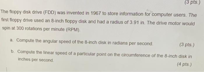 Solved The floppy disk drive (FDD) was invented in 1967 to | Chegg.com