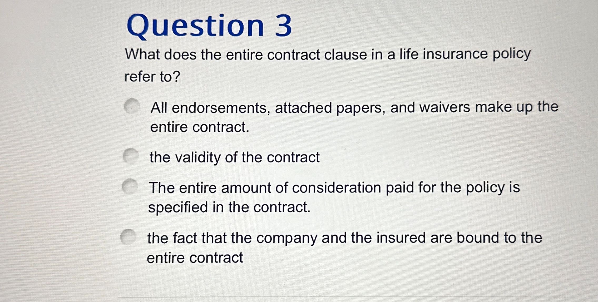 Solved Question 3What does the entire contract clause in a | Chegg.com