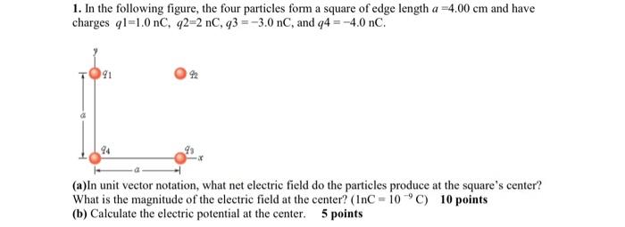 Solved 1. In the following figure, the four particles form a | Chegg.com