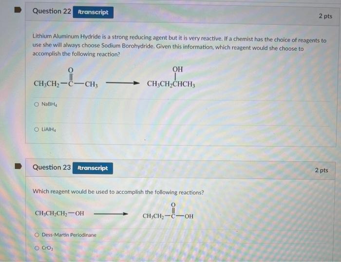 Lithium Aluminum Hydride is a strong reducing agent | Chegg.com