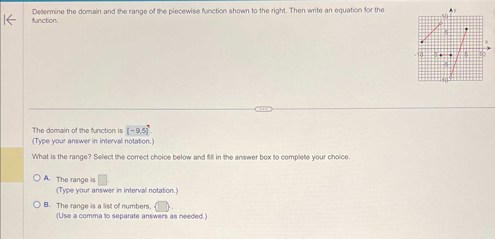 Solved Determine The Domain And The Range Of The Piecewise