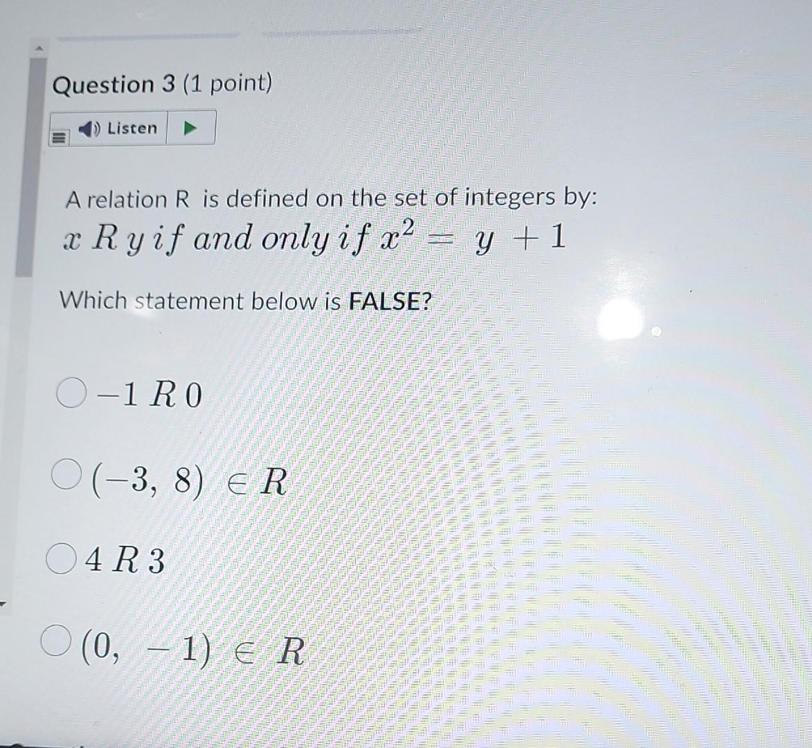 Solved A Relation R Is Defined On The Set Of Integers By