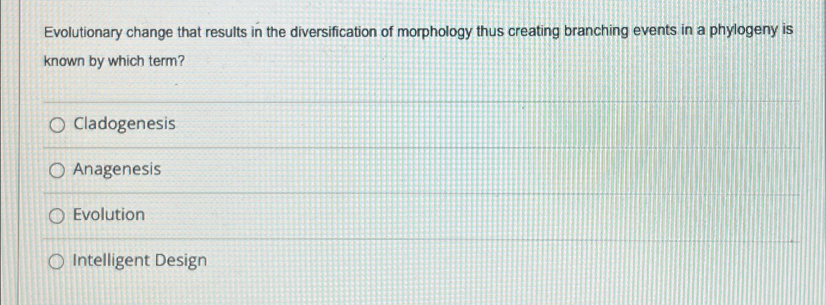 Solved Evolutionary change that results in the | Chegg.com