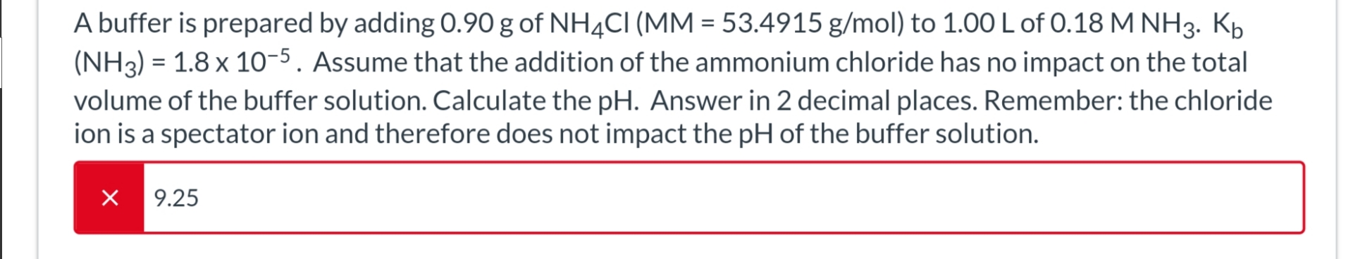 Solved A buffer is prepared by adding 0.90g ﻿of | Chegg.com