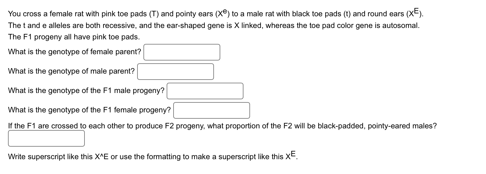 Solved You cross a female rat with pink toe pads (T) ﻿and | Chegg.com