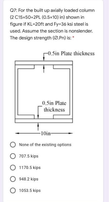 Solved Q7: For the built up axially loaded column (2 | Chegg.com
