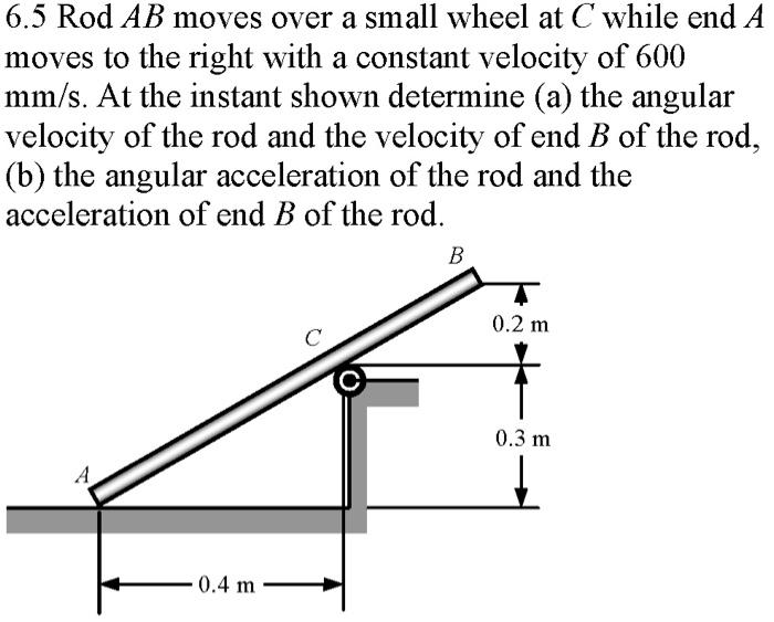 Solved 6.5 Rod AB moves over a small wheel at C while end A | Chegg.com