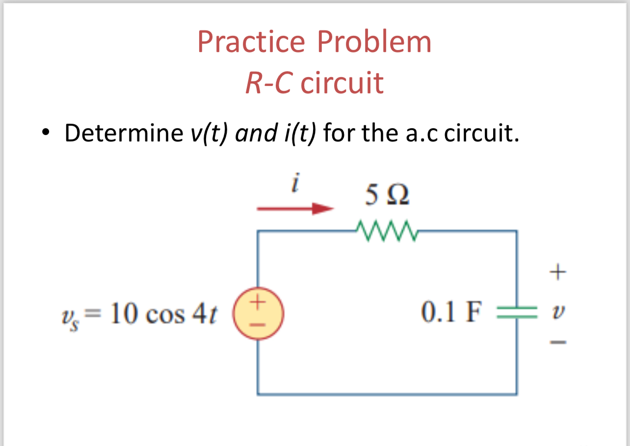 Solved Practice Problem R-C ﻿circuitDetermine v(t) ﻿and i(t) | Chegg.com