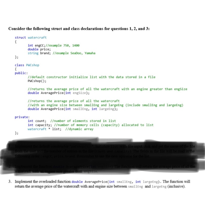 Solved Consider the following struct and class declarations | Chegg.com
