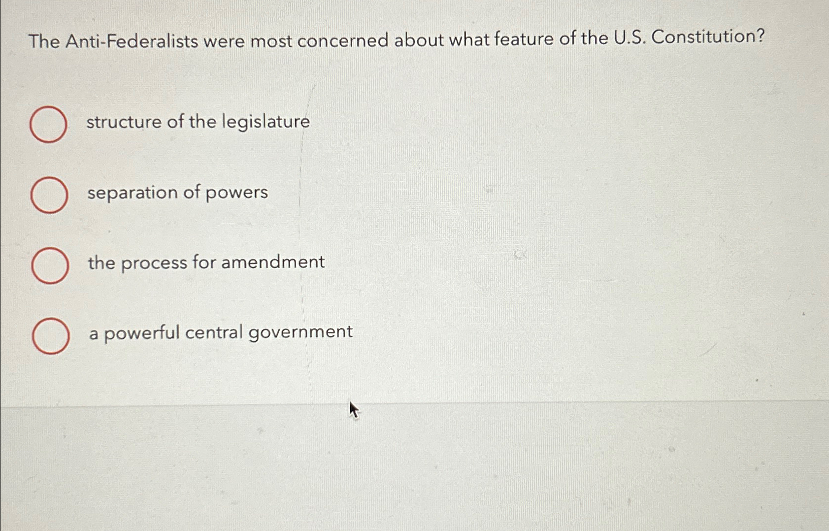 Solved The Anti-Federalists were most concerned about what | Chegg.com