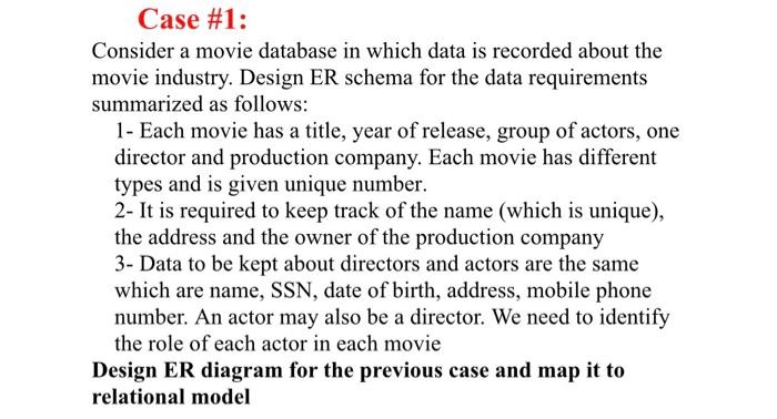 Solved Case #1: Consider a movie database in which data is | Chegg.com