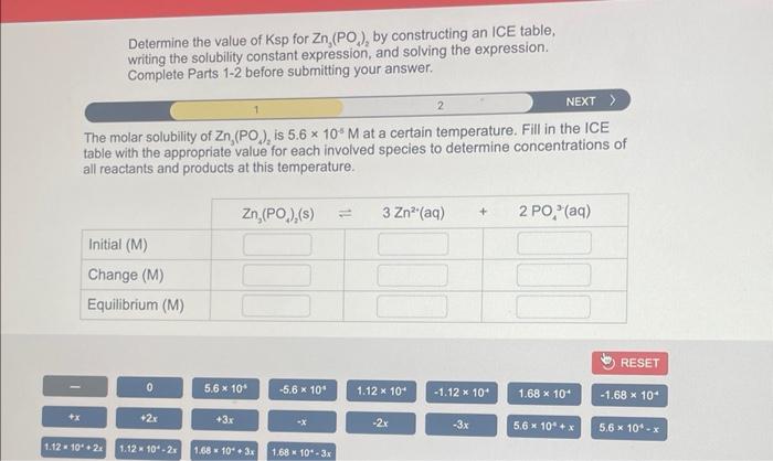 Solved Determine the value of Ksp for Zn3(PO4)2 by | Chegg.com