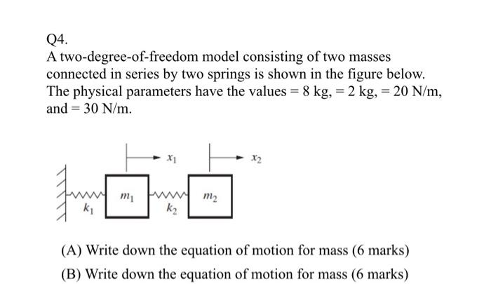 Solved Q4. A two-degree-of-freedom model consisting of two | Chegg.com