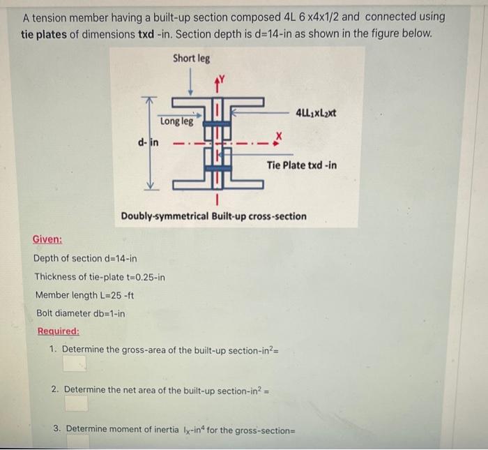 Solved A tension member having a built-up section composed | Chegg.com