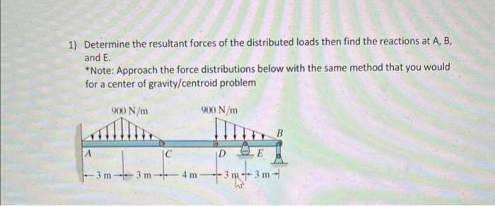 Solved 1) Determine the resultant forces of the distributed | Chegg.com