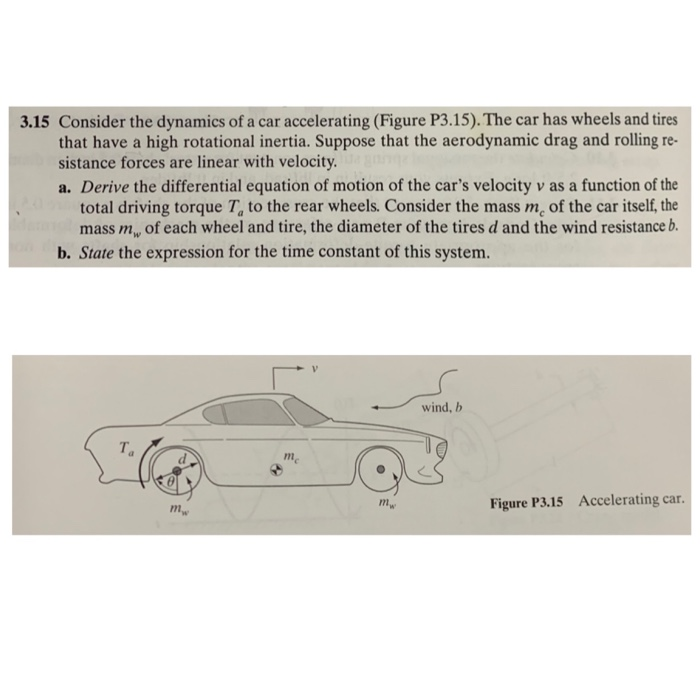 Solved 3.15 Consider the dynamics of a car accelerating | Chegg.com