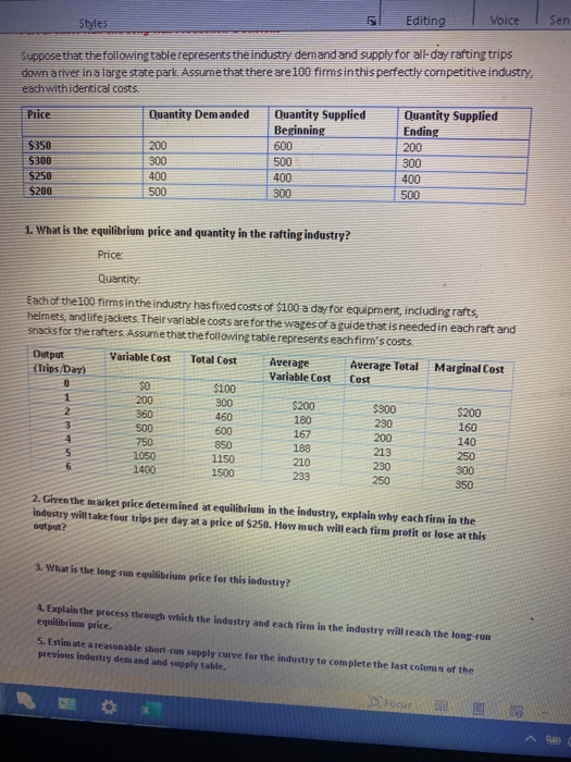 Solved Styles Editing Voice Sen Suppose that the following | Chegg.com